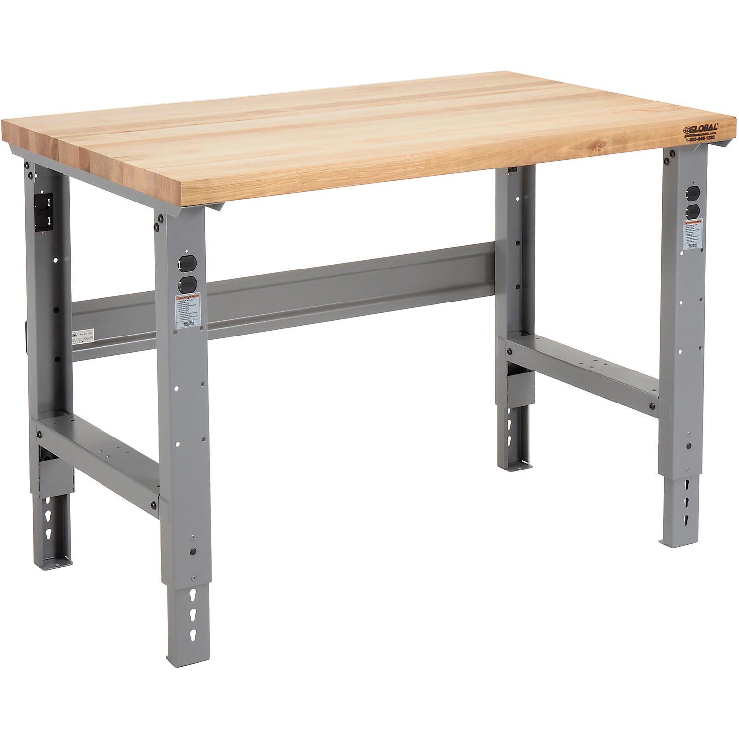 Adjustable Height Workbench C-Channel Leg, Maple Butcher Block Square ...
