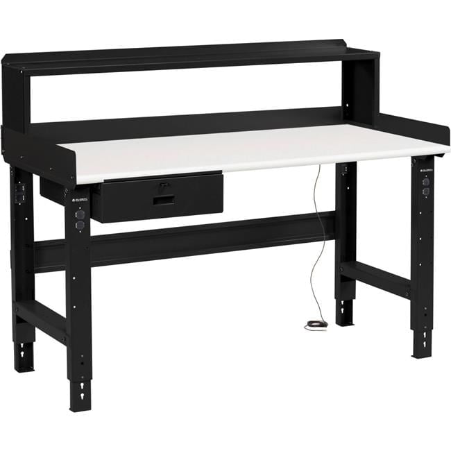 Adjustable Height Workbench with Drawer & Riser, ESD Square Edge Top ...