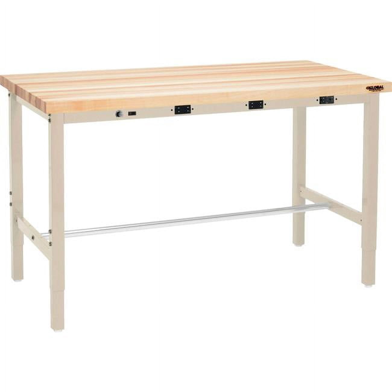 Adjustable Height Workbench with Power Apron, Maple Square Edge - Tan ...