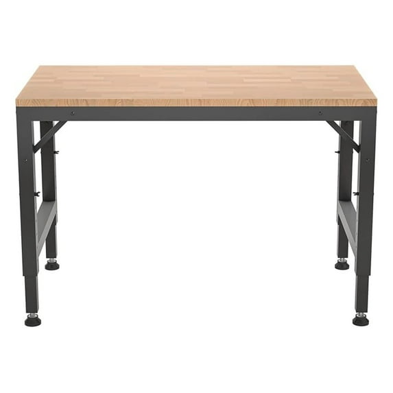 '' Adjustable Height Workbench with Sturdy Metal Frame and Spacious Wood Top for Workshop ...