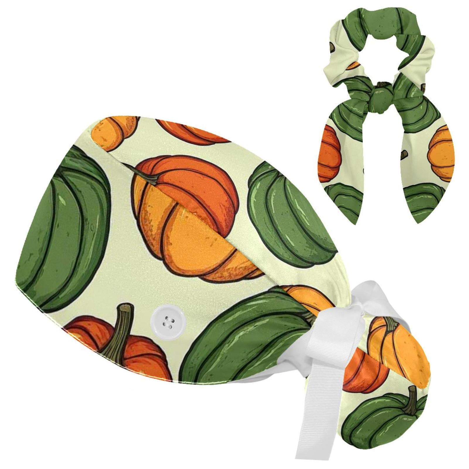 Adjustable Helloween Pumkins_105 Scrub Cap, Working Hat Hair Cover with ...