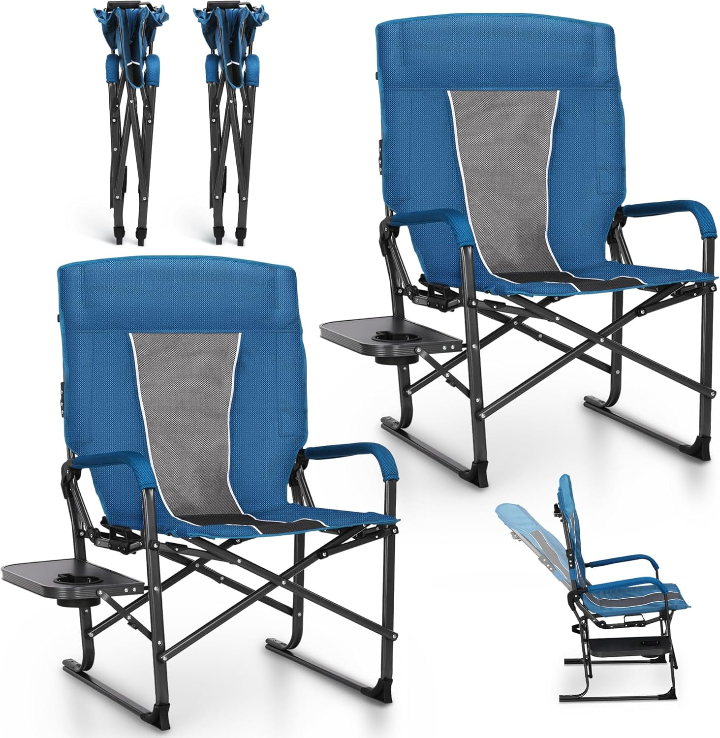 Adjustable High Back Director Chair Heavy Duty Camping Chairs with Side ...
