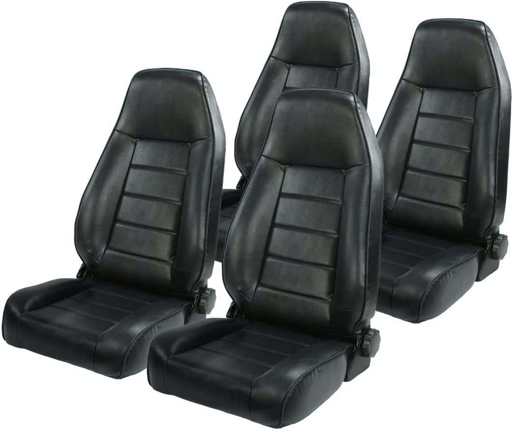 Adjustable High Back Replacement Seats, Black Vinyl, Compatible with ...