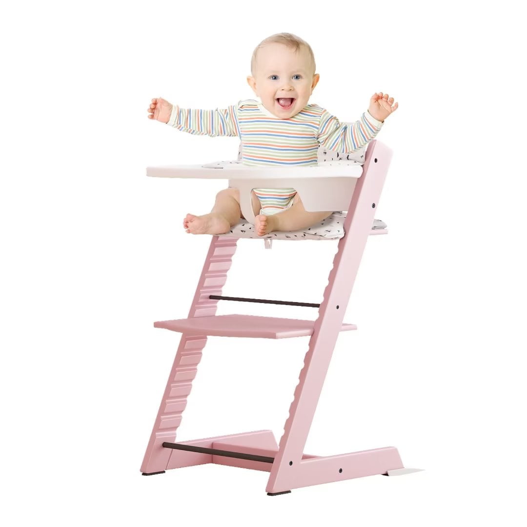 Adjustable Baby High Chair, Wooden Dining Seat with Detachable Plate ...
