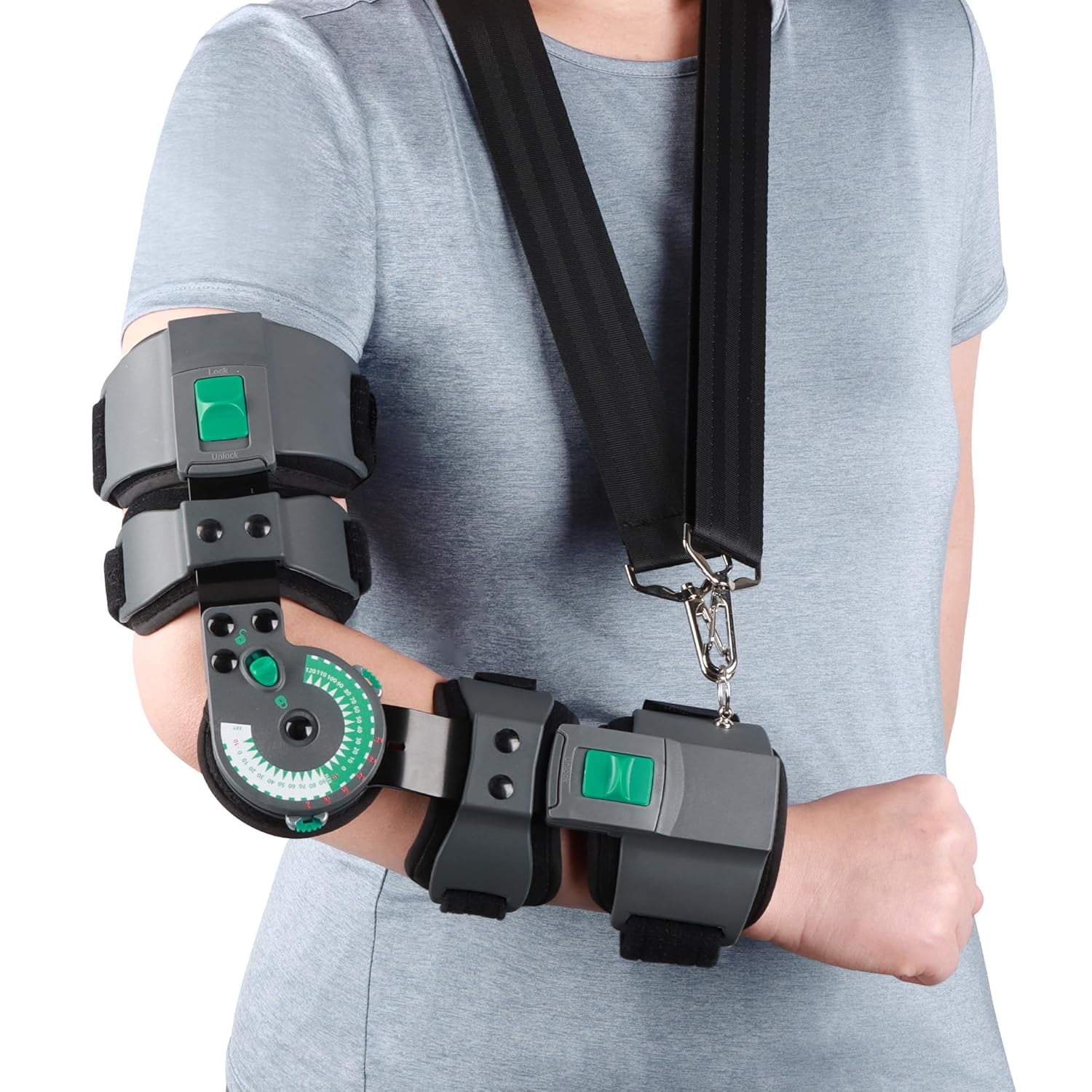 Adjustable Hinged Elbow Brace ROM Arm Braces Post OP Stabilizer Support ...