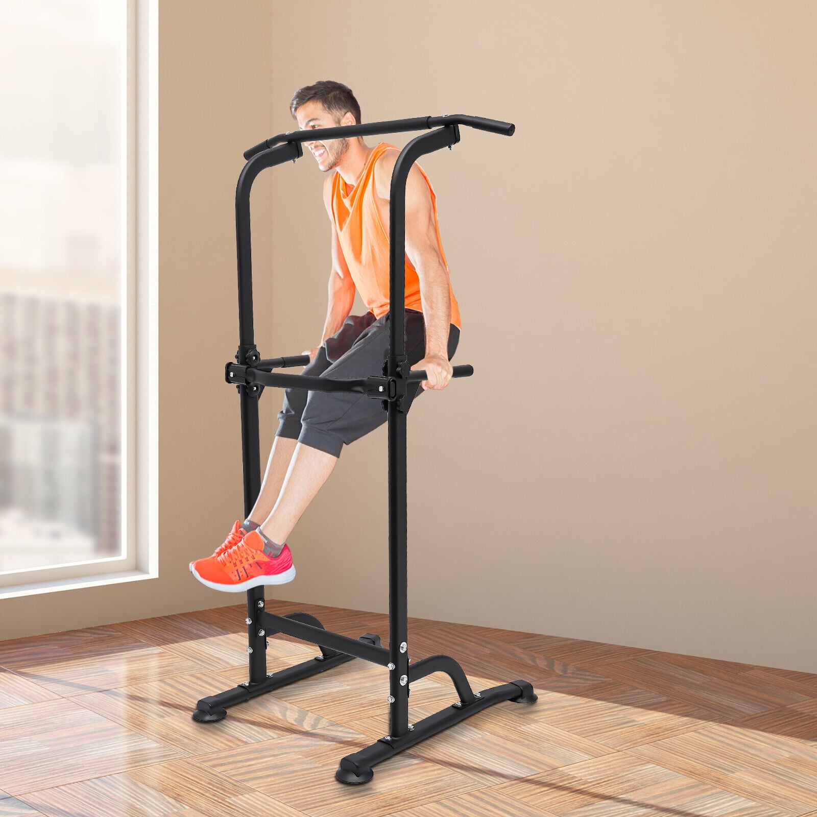 Adjustable Home Gym Workout Power Tower Dips Station Exercise Pull Push ...