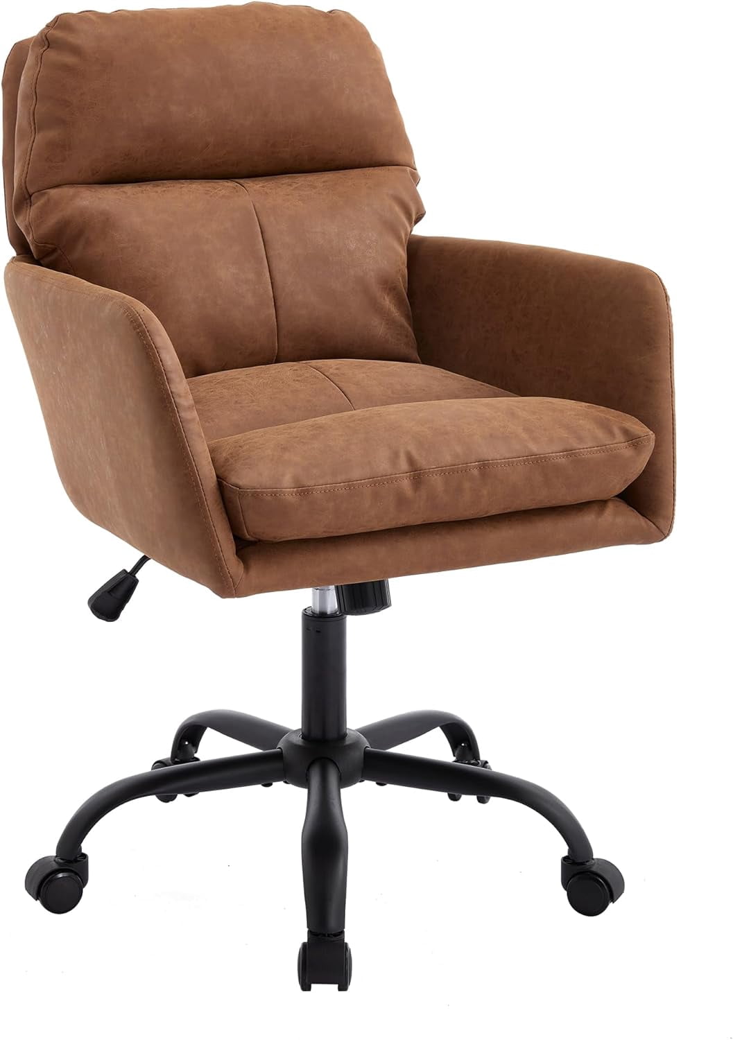 Adjustable Home Office Desk Chair with Comfy Square Mid-Back, Faux ...