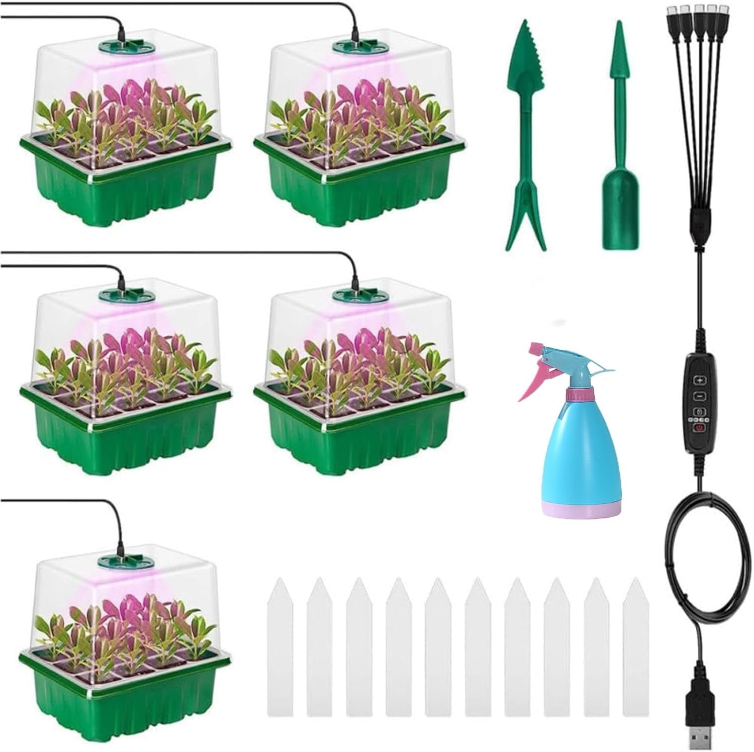 Adjustable Humidity Seed Starter Trays with Grow Light, Seed Starter ...