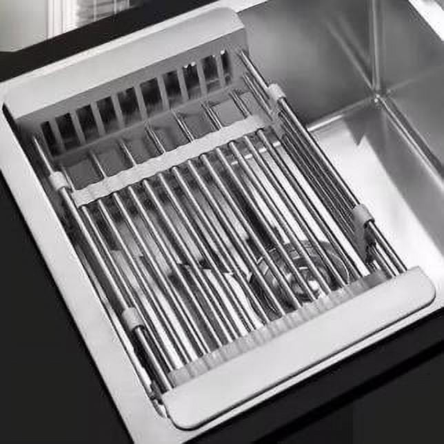 Adjustable Immersion Sink Dish Drying Rack with Stainless Steel Drain ...