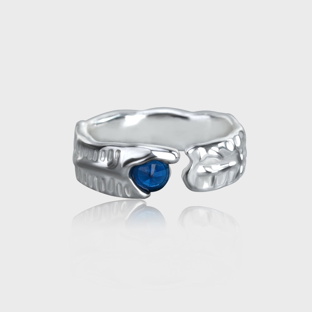 Adjustable Index Finger Ring Blue Zircon Gold Plated Copper U Shaped ...