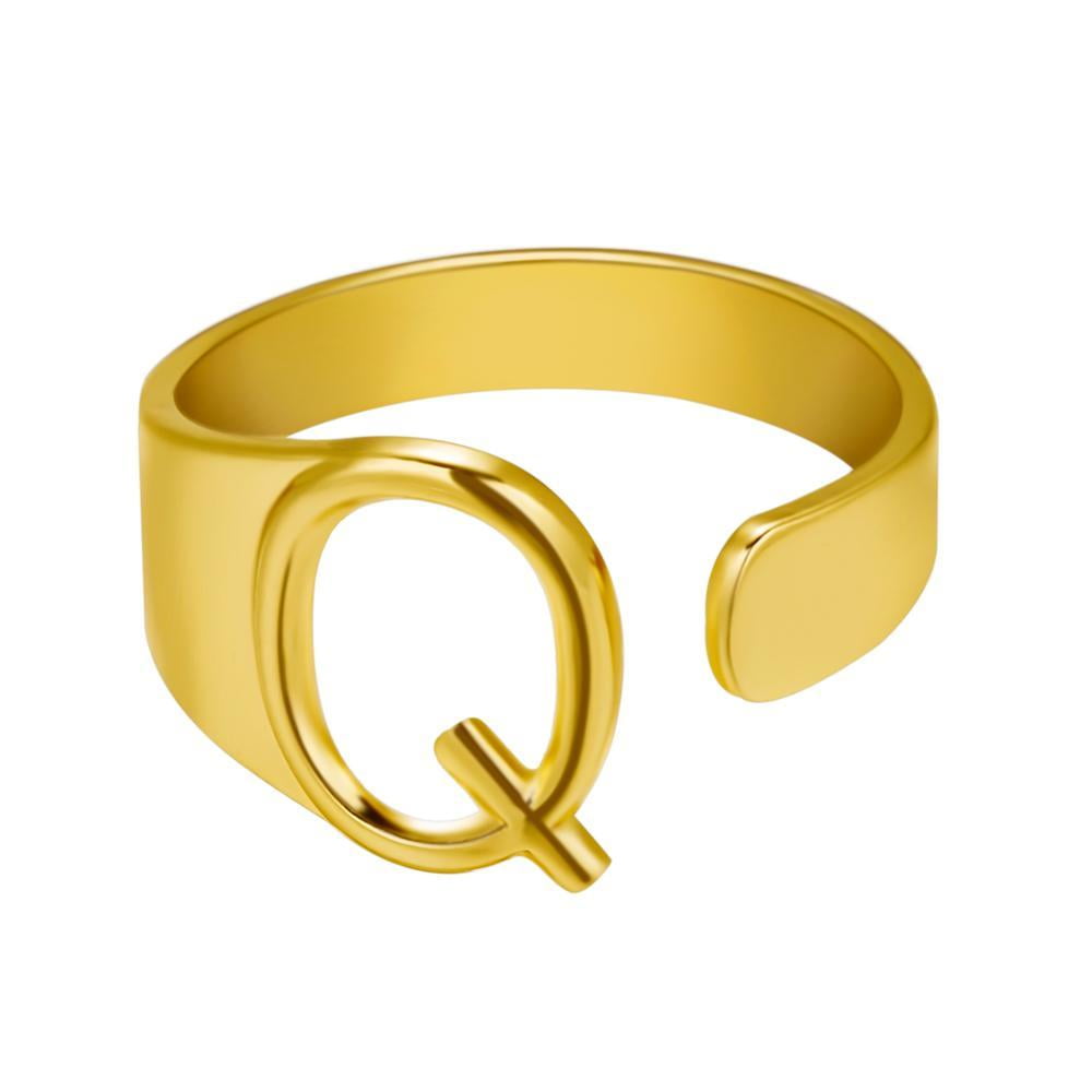 Adjustable Initial Letter Open Ring: Gold Alloy A-Z Alphabet Rings for ...