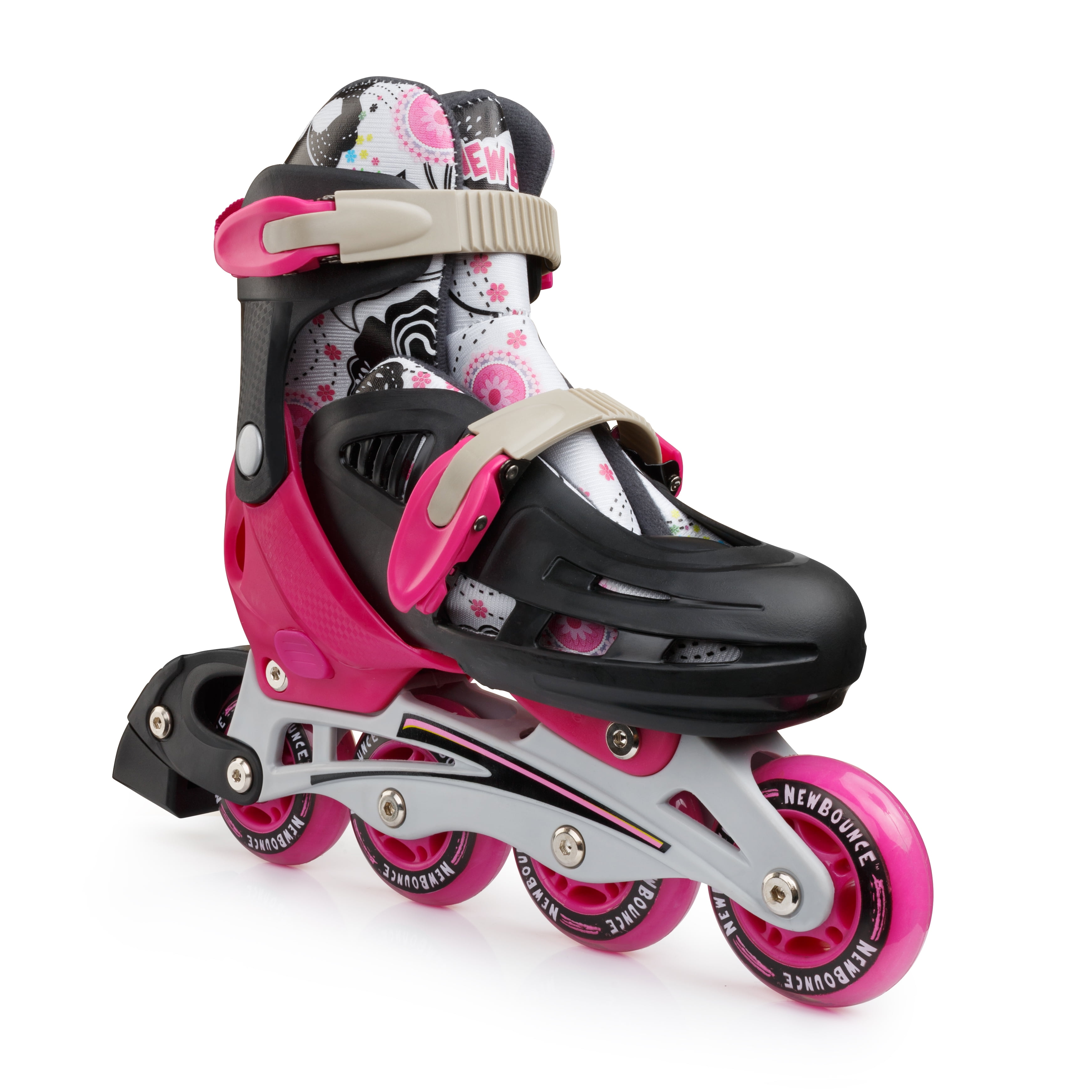 Adjustable Inline Roller Skates, 4 Wheel - Pink - Walmart.com