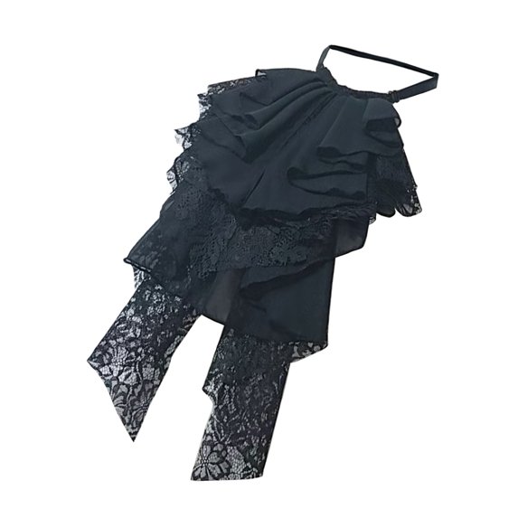 Adjustable Jabot Neckpiece Tiered Ruffle Lace False Collar Shirt Front ...