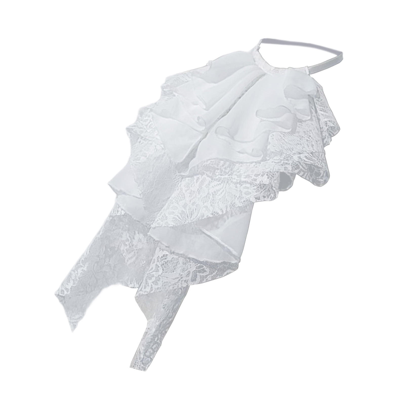 Adjustable Jabot Neckpiece Tiered Ruffle Lace False Collar Shirt Front ...
