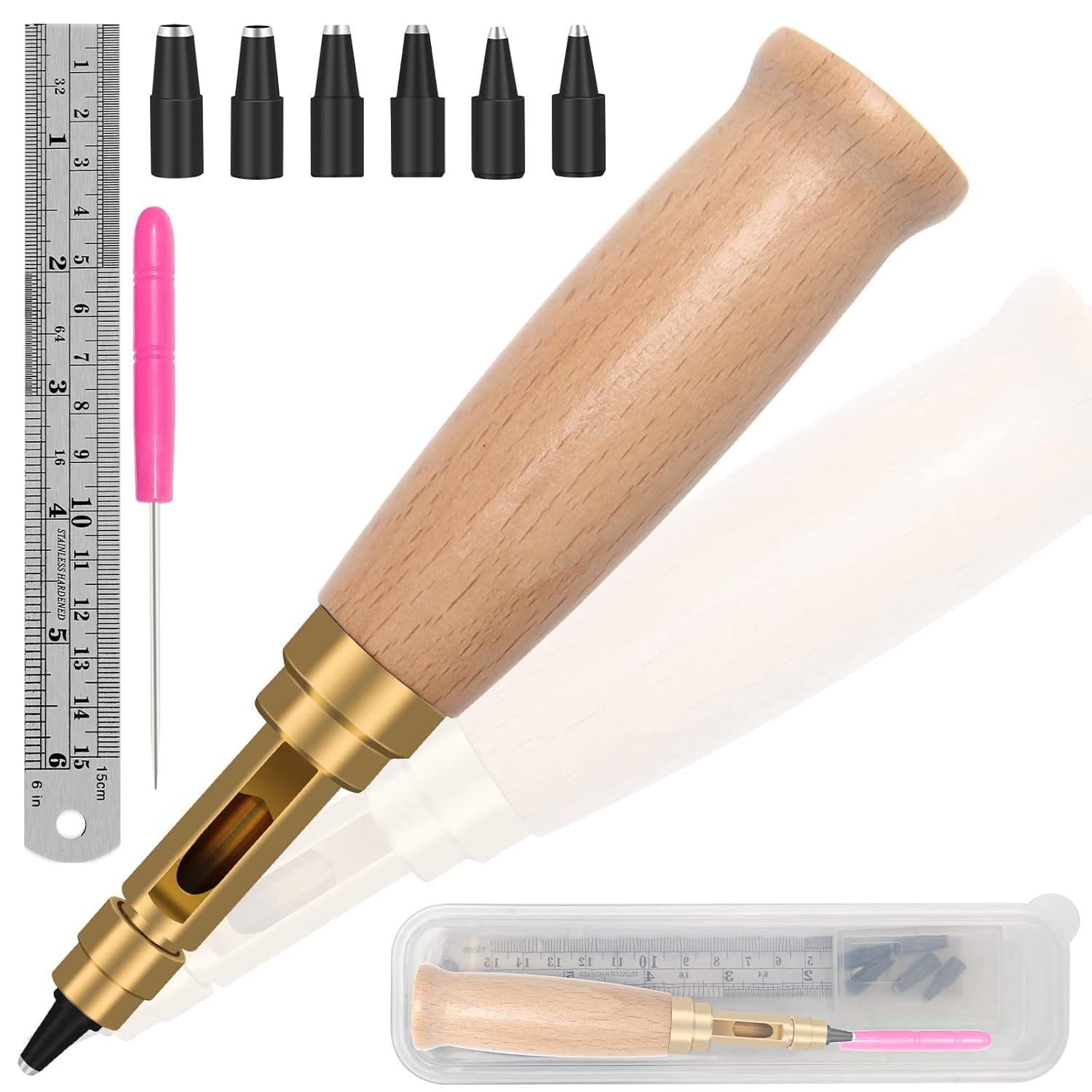 Adjustable Japanese Screw Punch, 6 Tip Sizes Belt Hole Puncher for ...