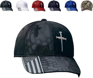 Adjustable Jesus 3 Nail Cross Hat, with American Flag, Religious 3 Nail ...