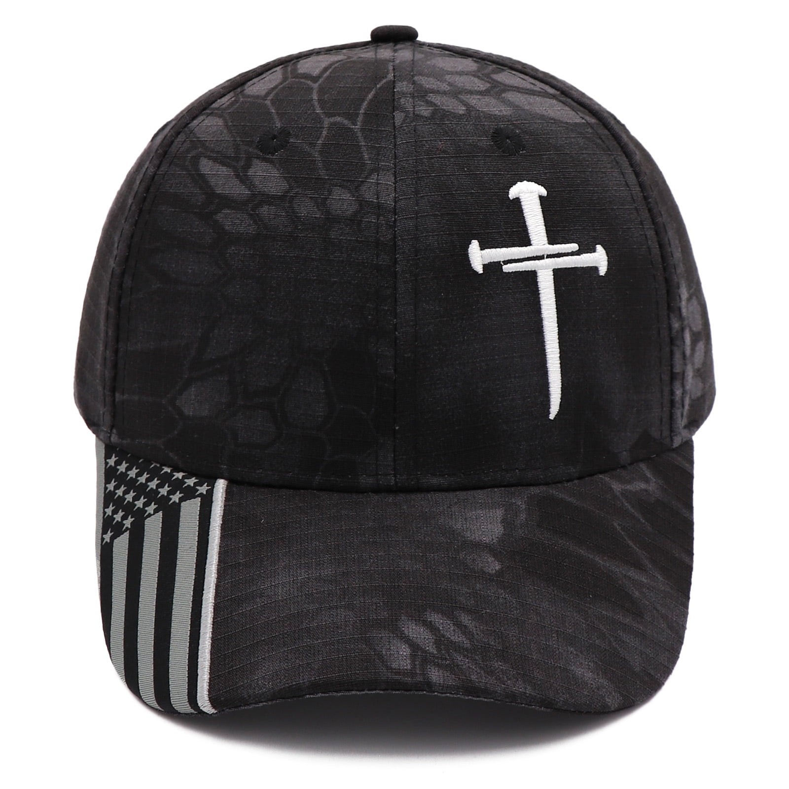 Adjustable Jesus 3 Nail Cross Hat, with American Flag, Religious 3 Nail ...