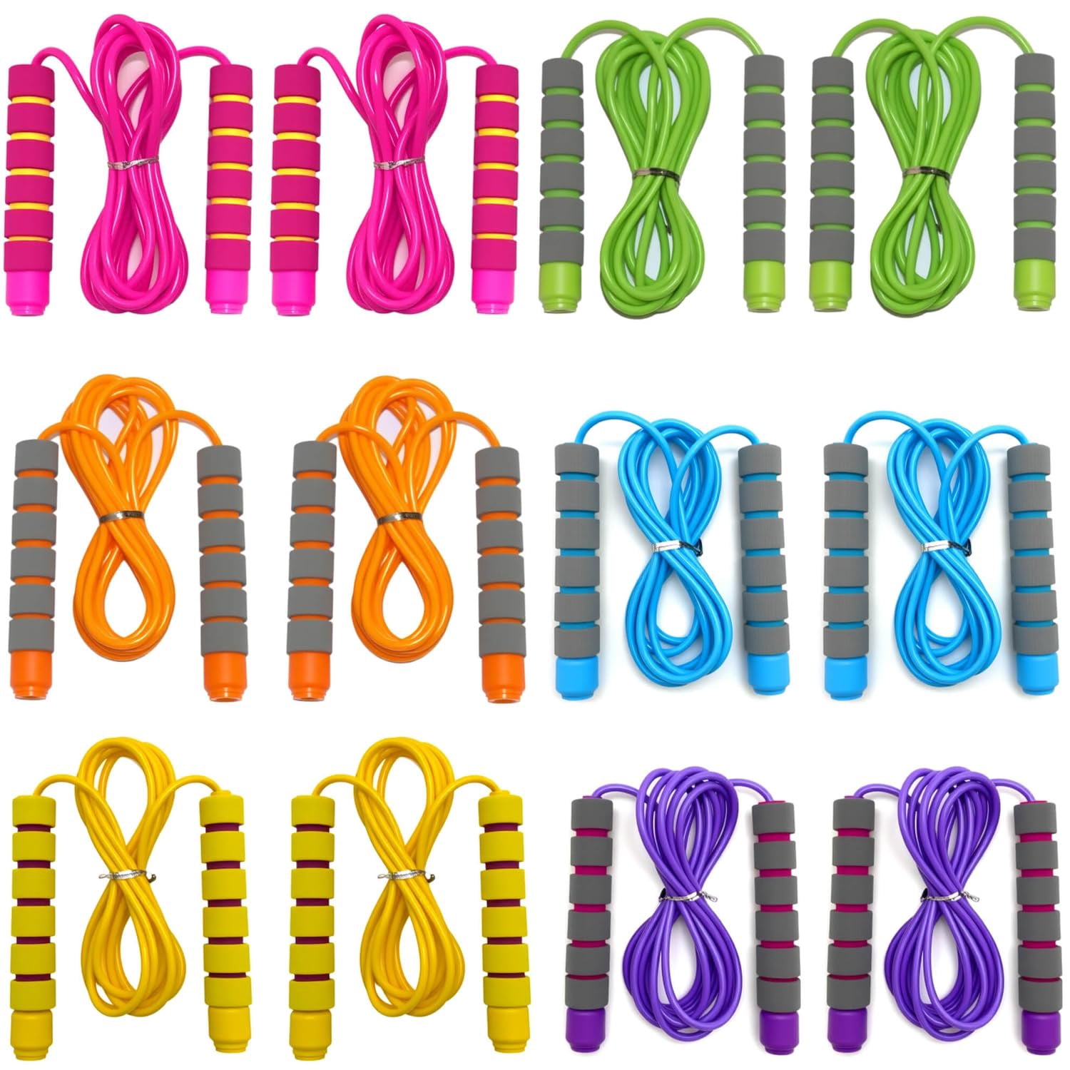 Adjustable Jump Ropes 12-Pack 6 Colors x2 For Indoor Outdoor Play ...