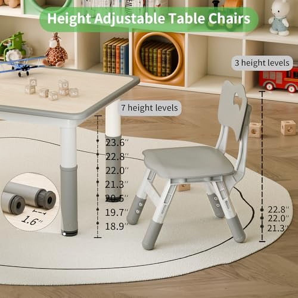 Adjustable Kids 48 Inch Table and 4 Chairs Set, Kid Table and Chairs ...