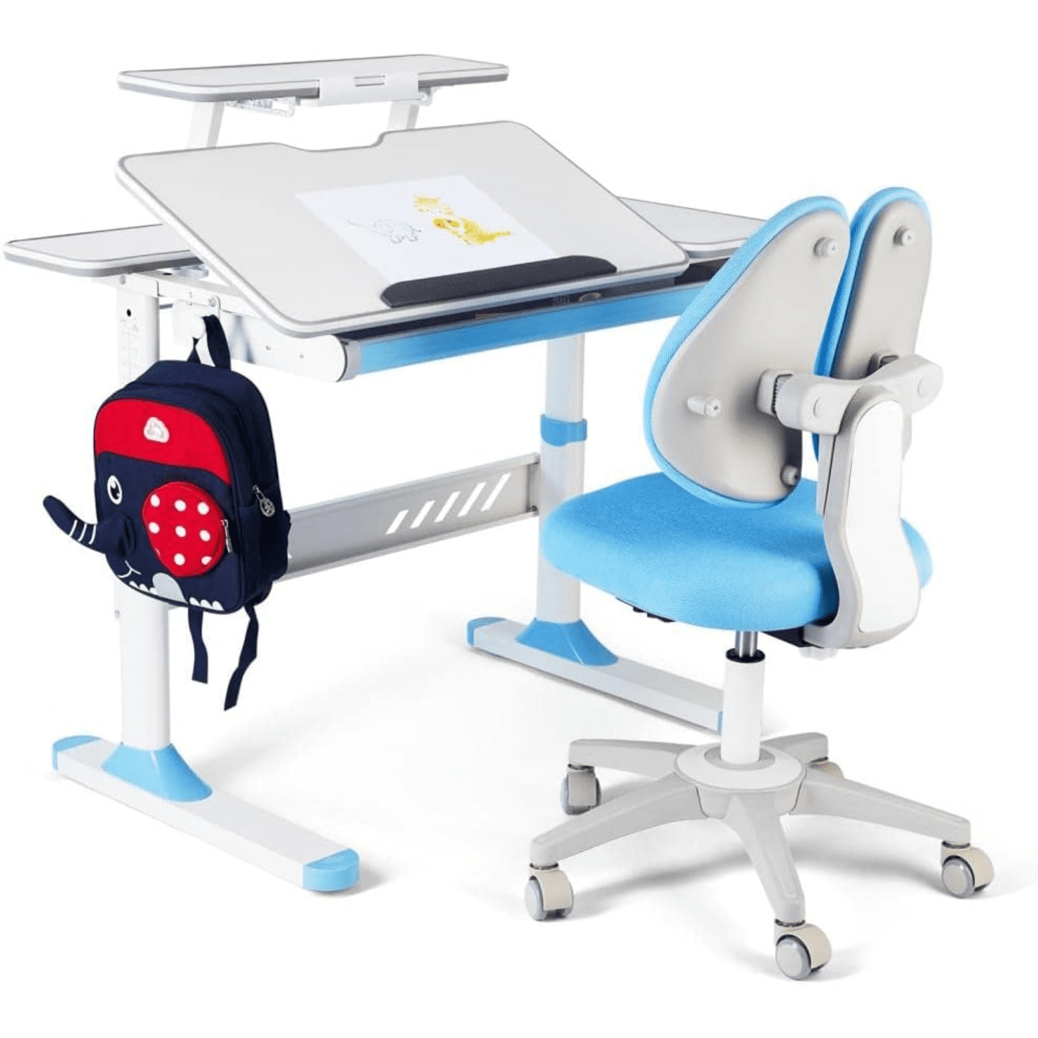 Adjustable Kids Desk with Drawer 39" Wide Multifunction Ergonomic Study ...