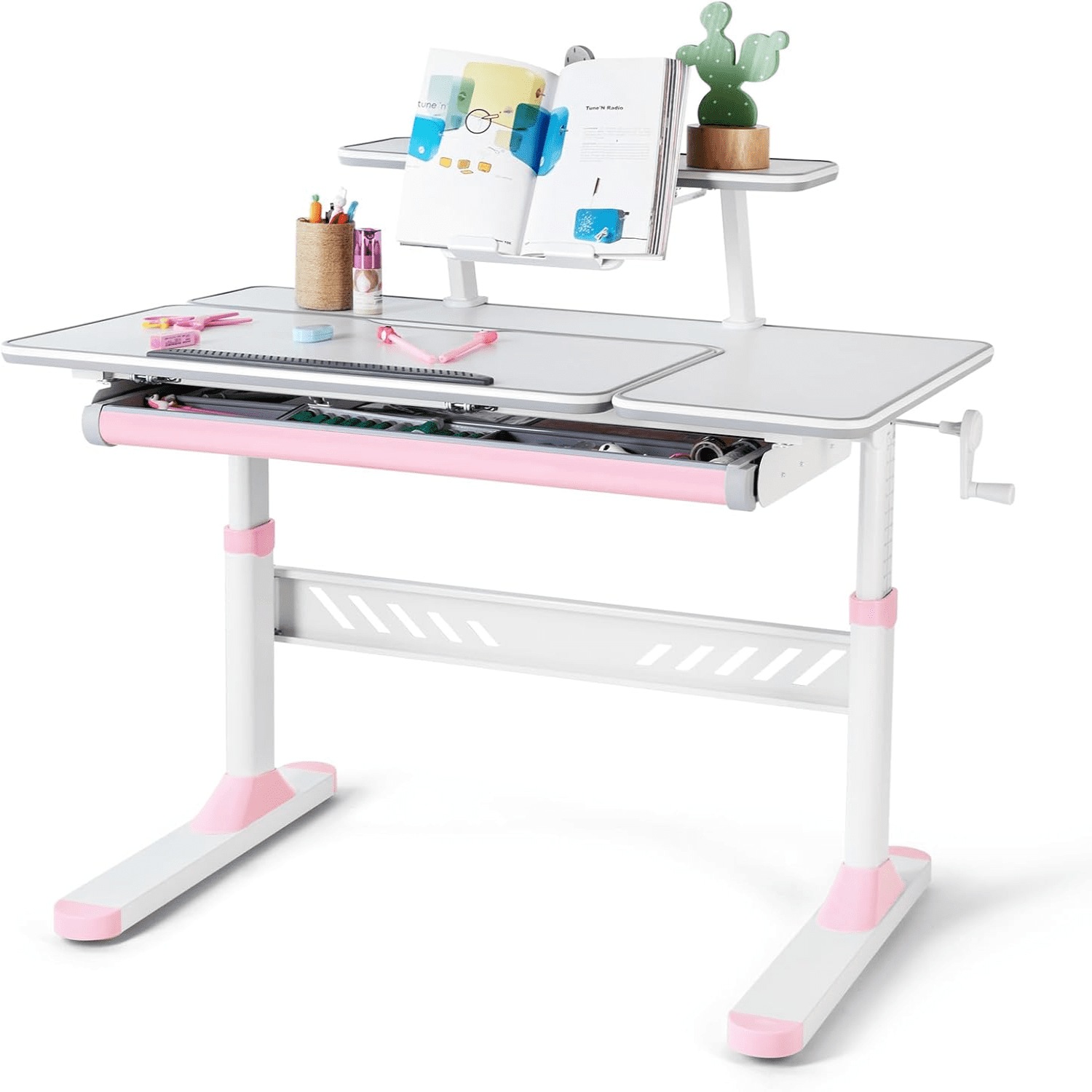 Adjustable Kids Desk with Drawer 39" Wide Multifunction Ergonomic Study ...