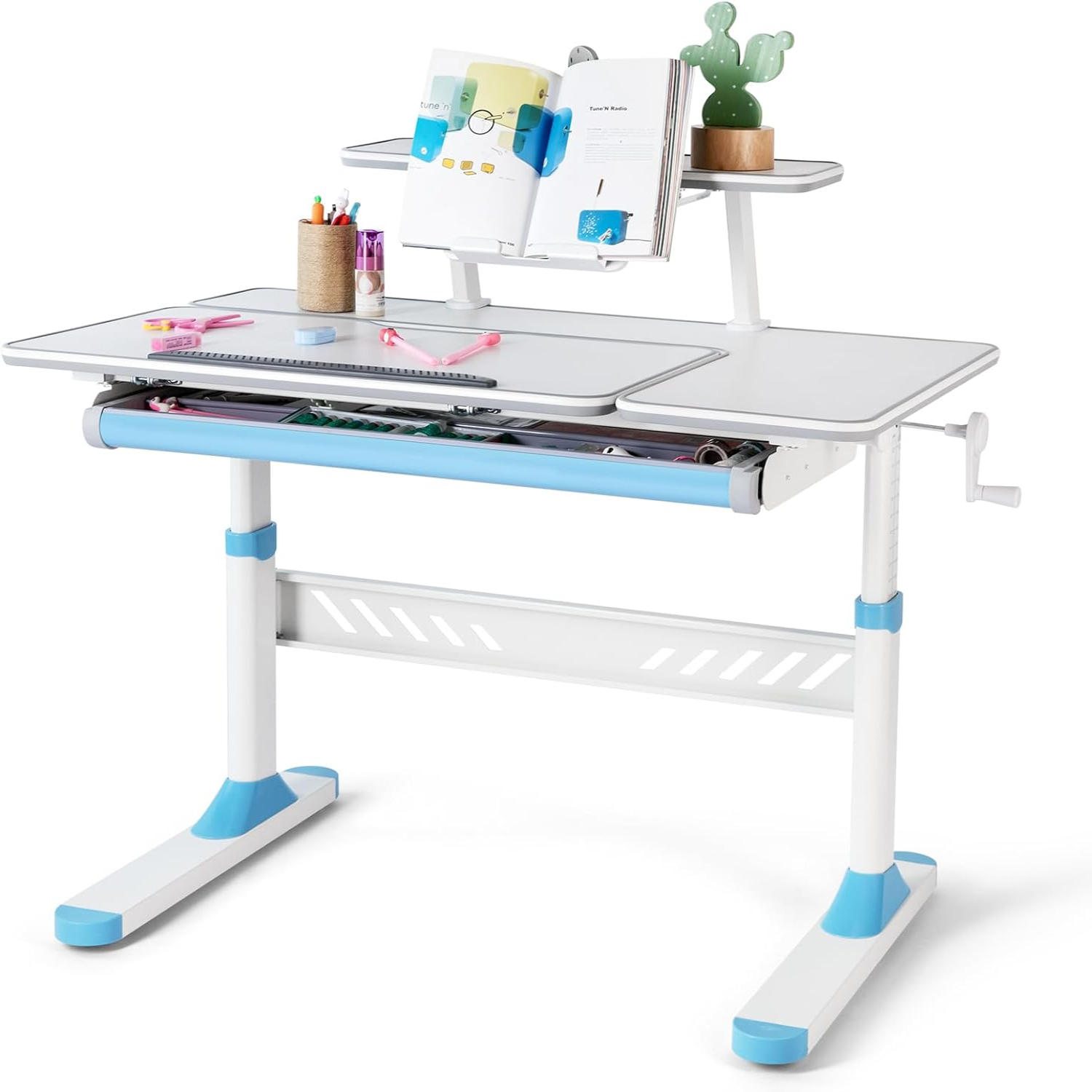 Adjustable Kids Desk with Drawer 39" Wide Multifunction Ergonomic Study ...
