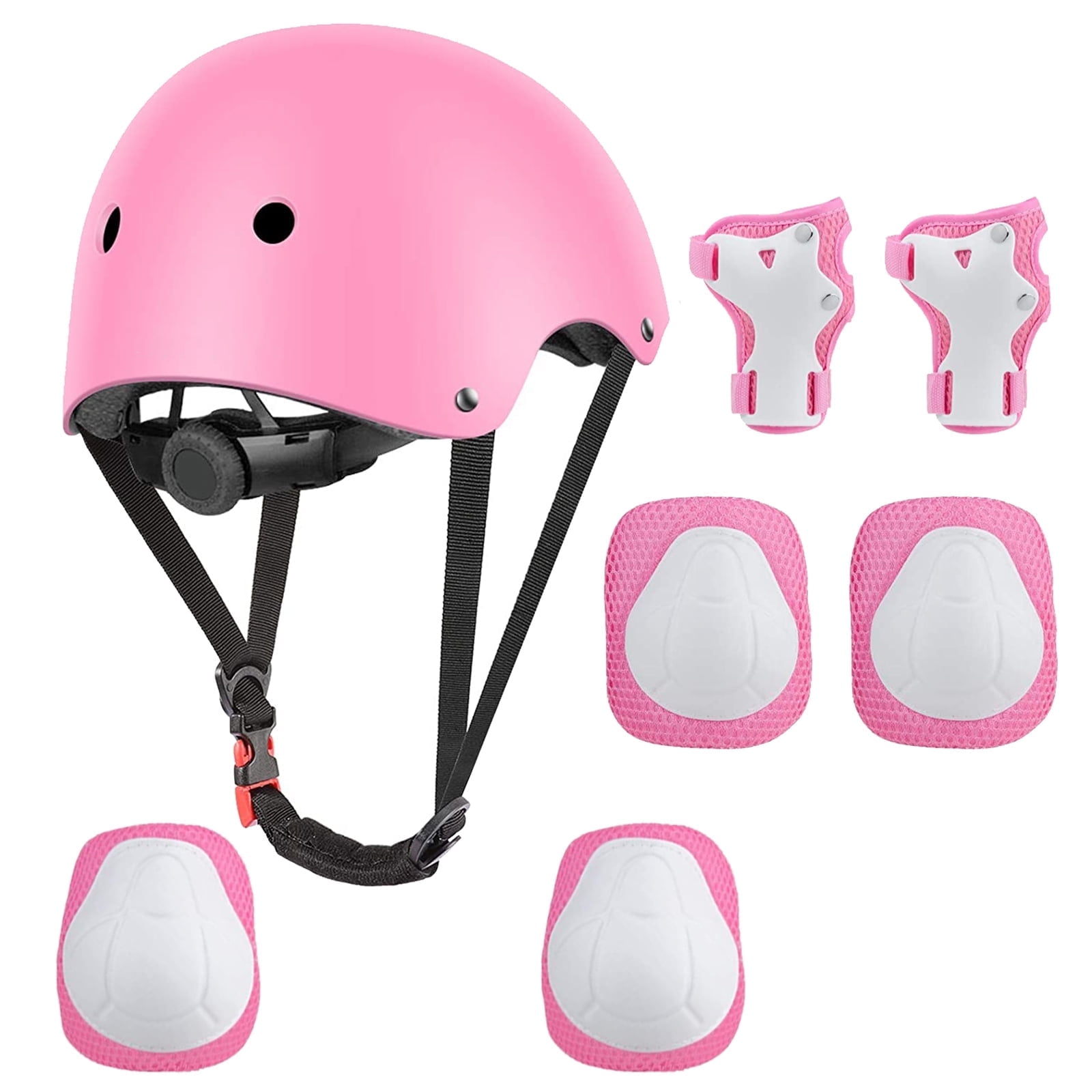 Kids Protective Gear Set, 7 Pieces Helmet Set with Knee and Elbow Wrist ...