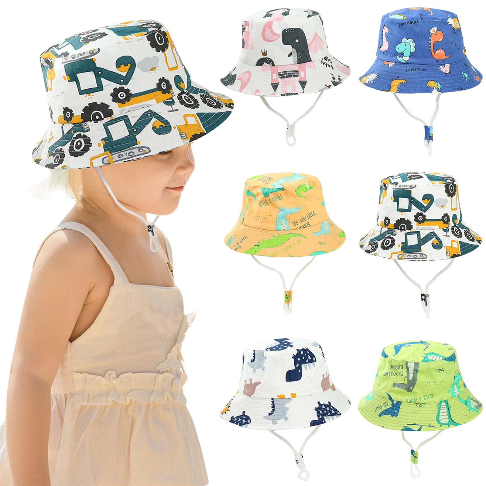 Adjustable Kids Sun Hat with Chin Strap for Outdoor Beach Summer Spring ...