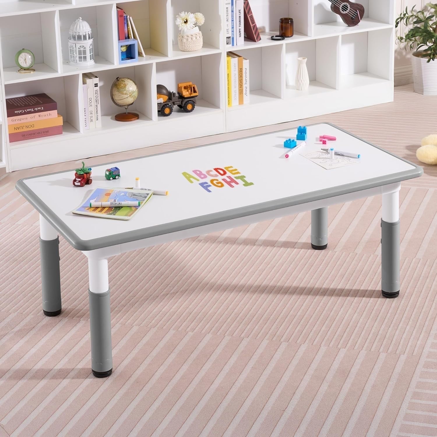 Adjustable Kids Table, Arts and Crafts Child Table with Graffiti ...