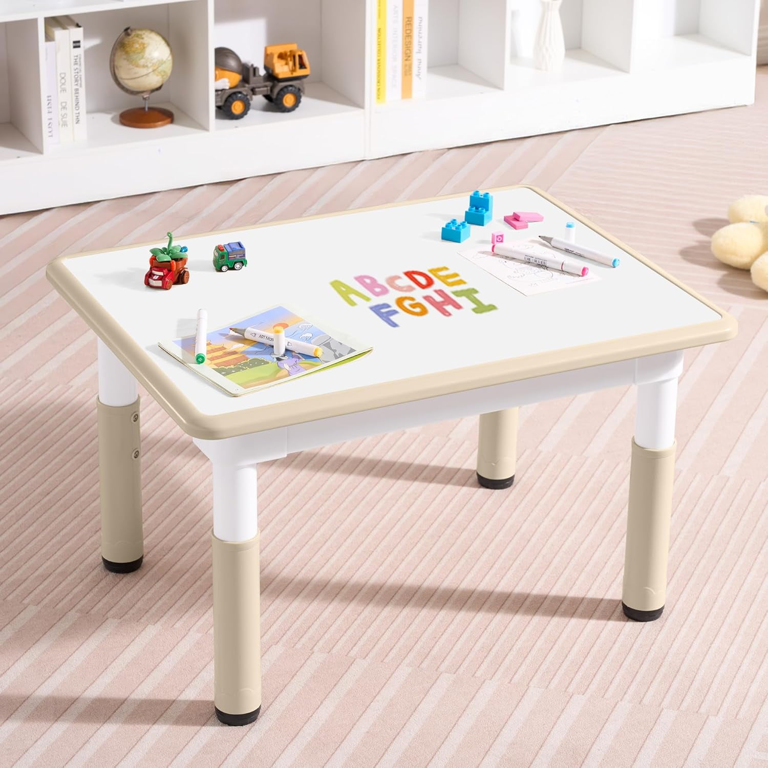 Adjustable Kids Table, Arts and Crafts Child Table with Graffiti ...