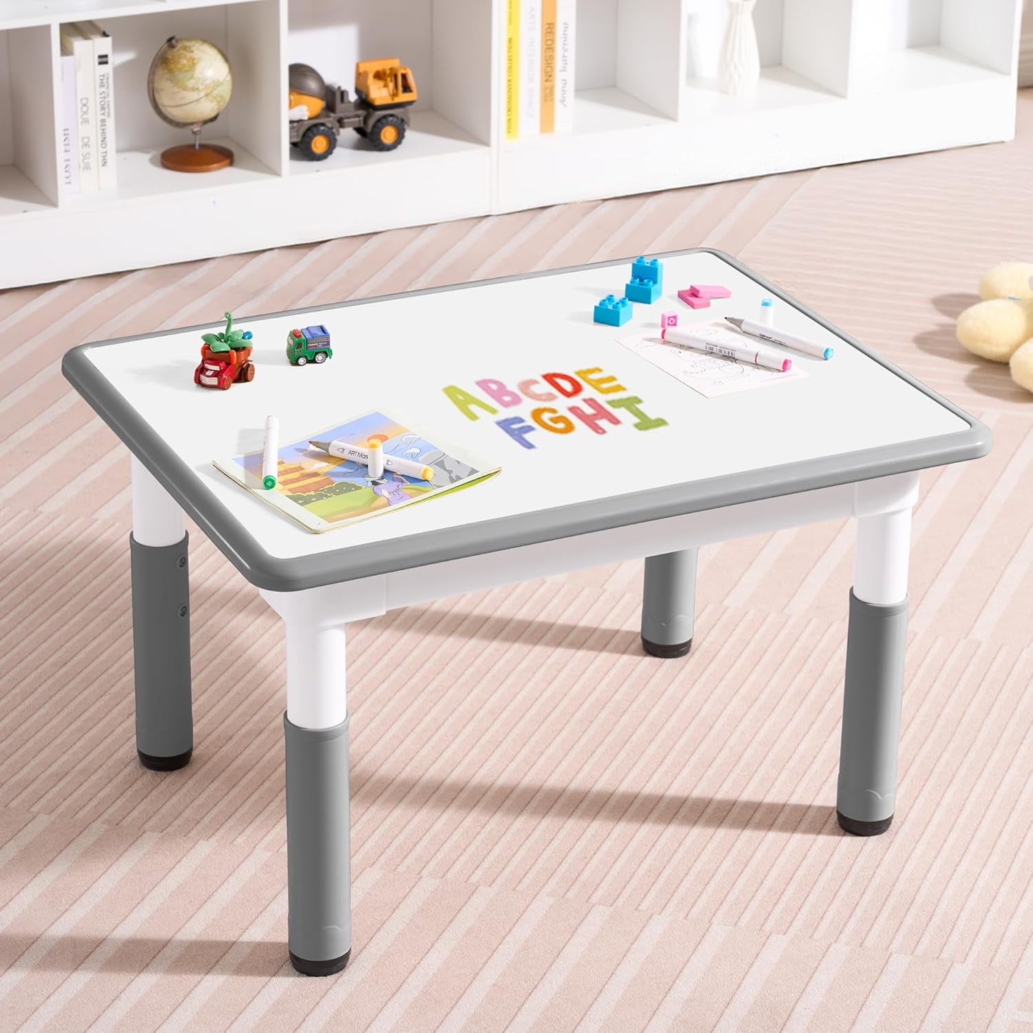 Adjustable Kids Table, Arts and Crafts Child Table with Graffiti ...