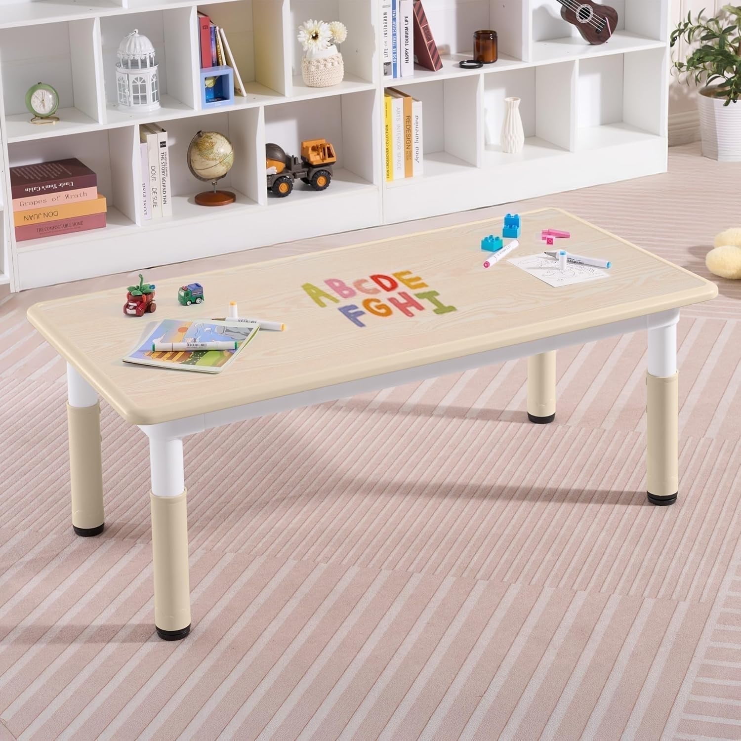 Toddler Table, 7 Level Height Adjustable Kids Play Furniture for Ages 3 ...