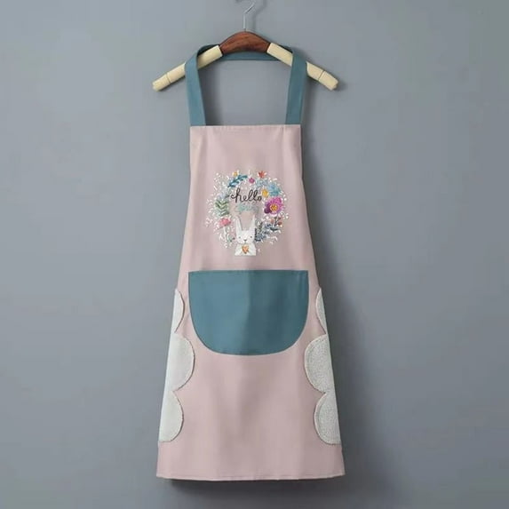 Adjustable Kitchen Apron with Neck & Waist Straps, Full Coverage Cotton ...