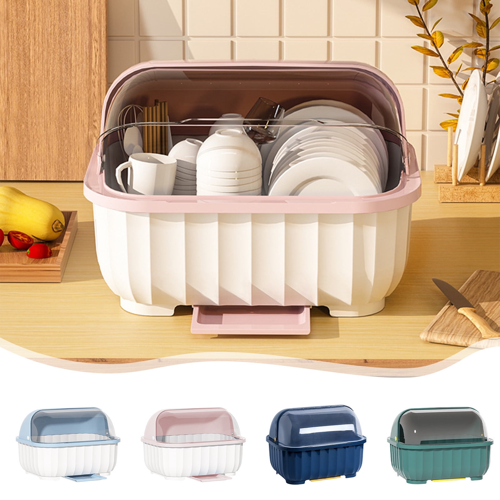 Adjustable Kitchen Dishware Organizer with Drainage | Plate & Bowl Rack ...