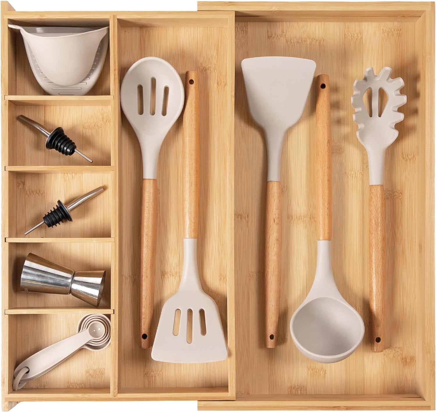 Adjustable Kitchen Drawer Organizer for Utensils and Junk, Food-Safe ...