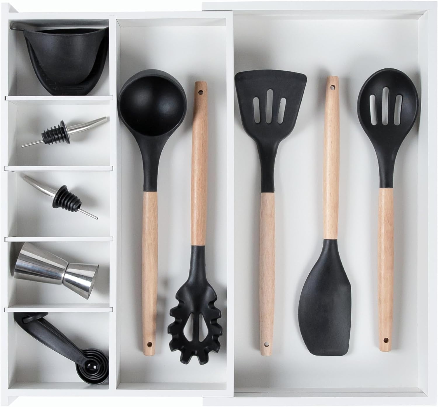 Adjustable Kitchen Drawer Organizer for Utensils and Junk, Food-Safe ...
