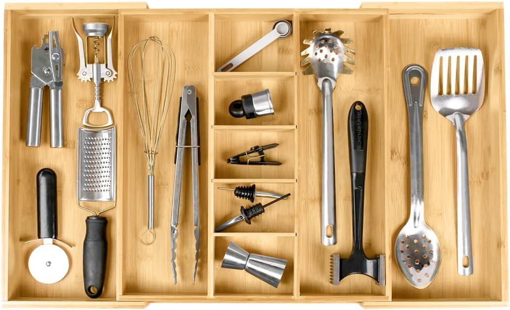 Adjustable Kitchen Drawer Organizer for Utensils and Junk, Food-Safe ...