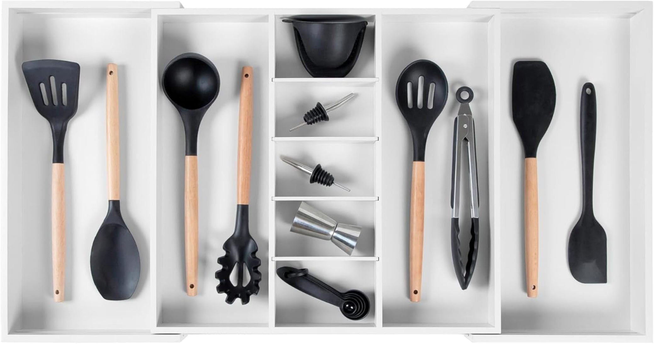 Adjustable Kitchen Drawer Organizer for Utensils and Junk, Food-Safe ...