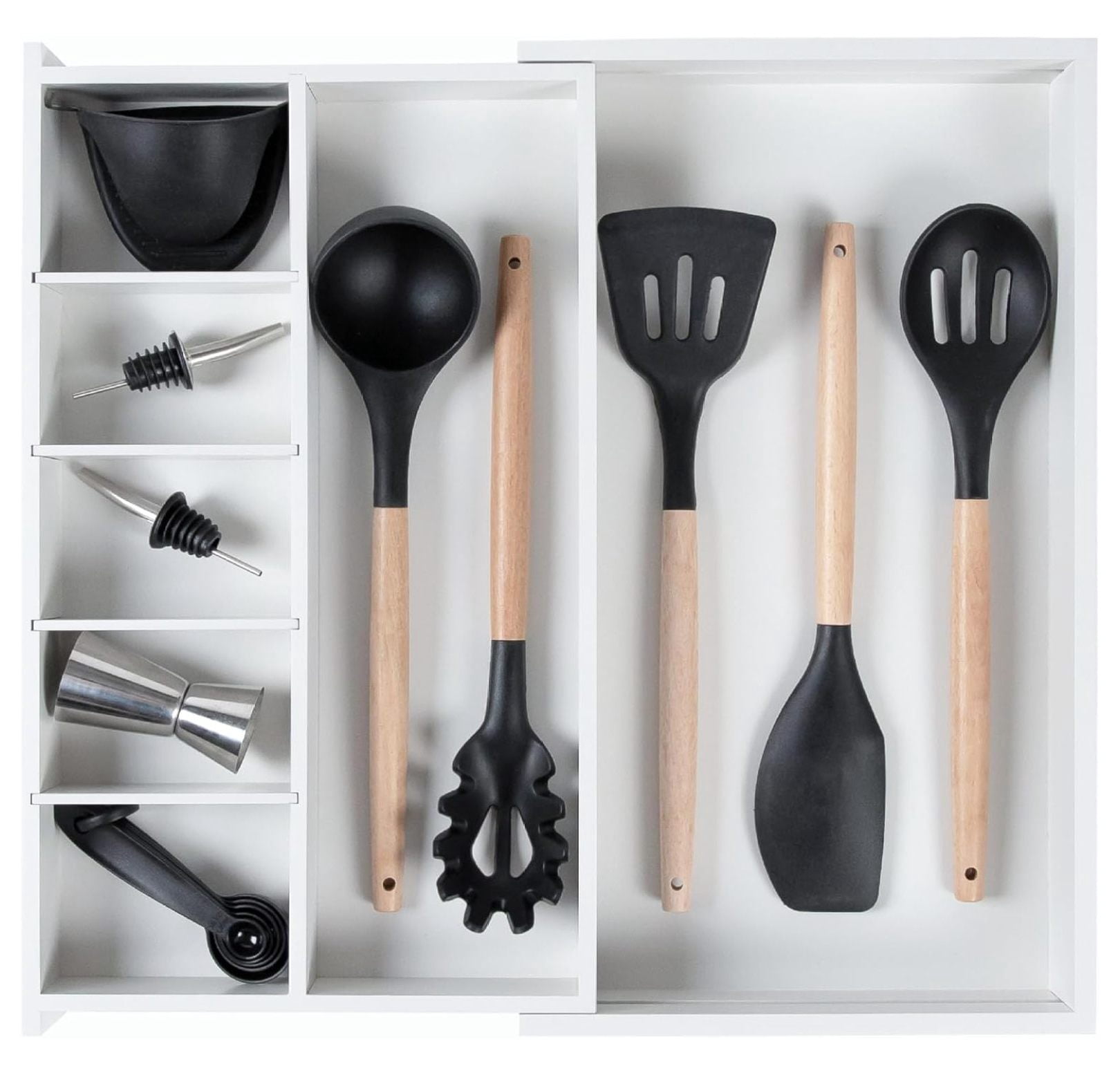 Adjustable Kitchen Drawer Organizer for Utensils and Junk, Food-Safe ...