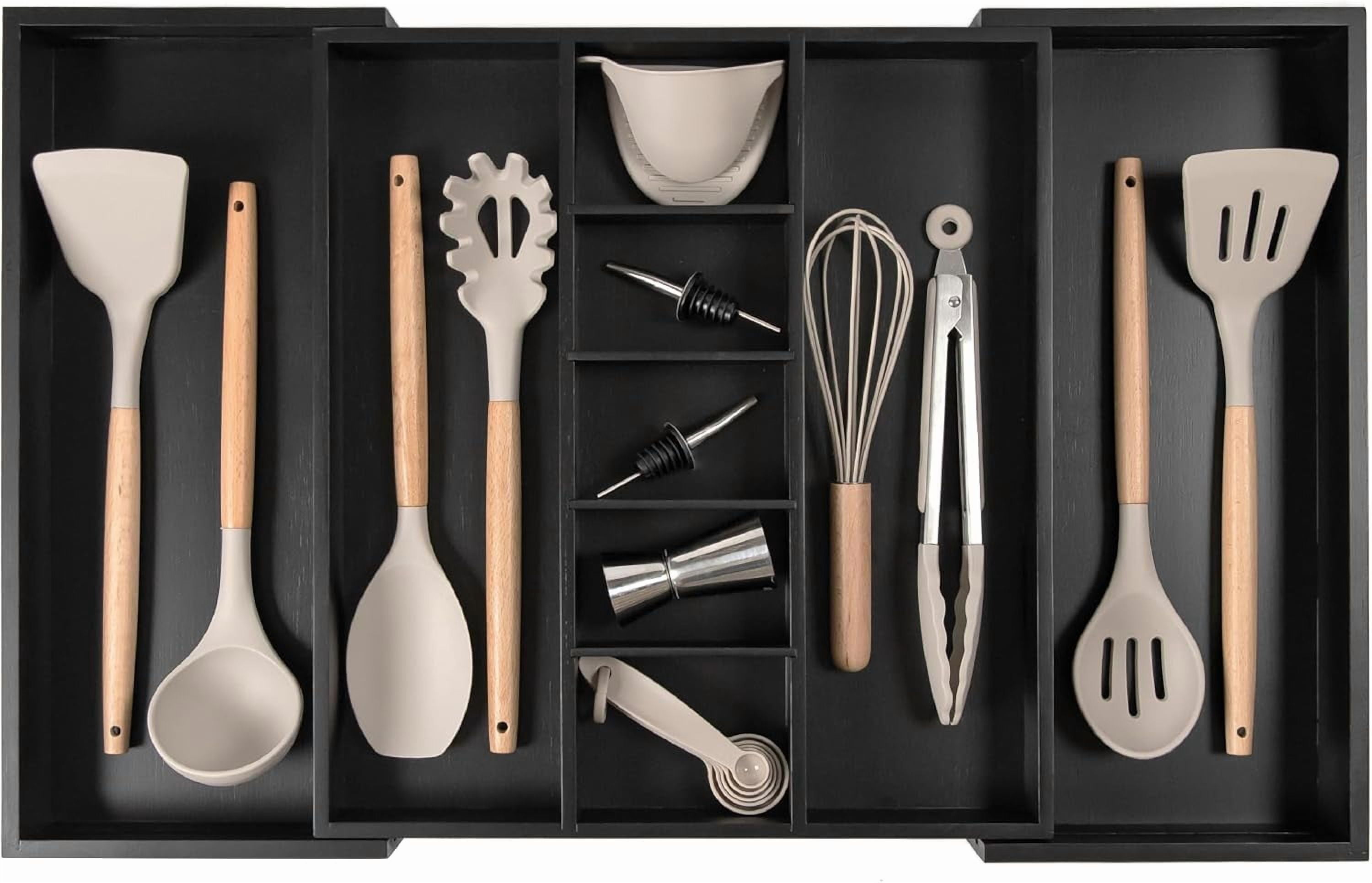 Adjustable Kitchen Drawer Organizer for Utensils and Junk, Food-Safe ...