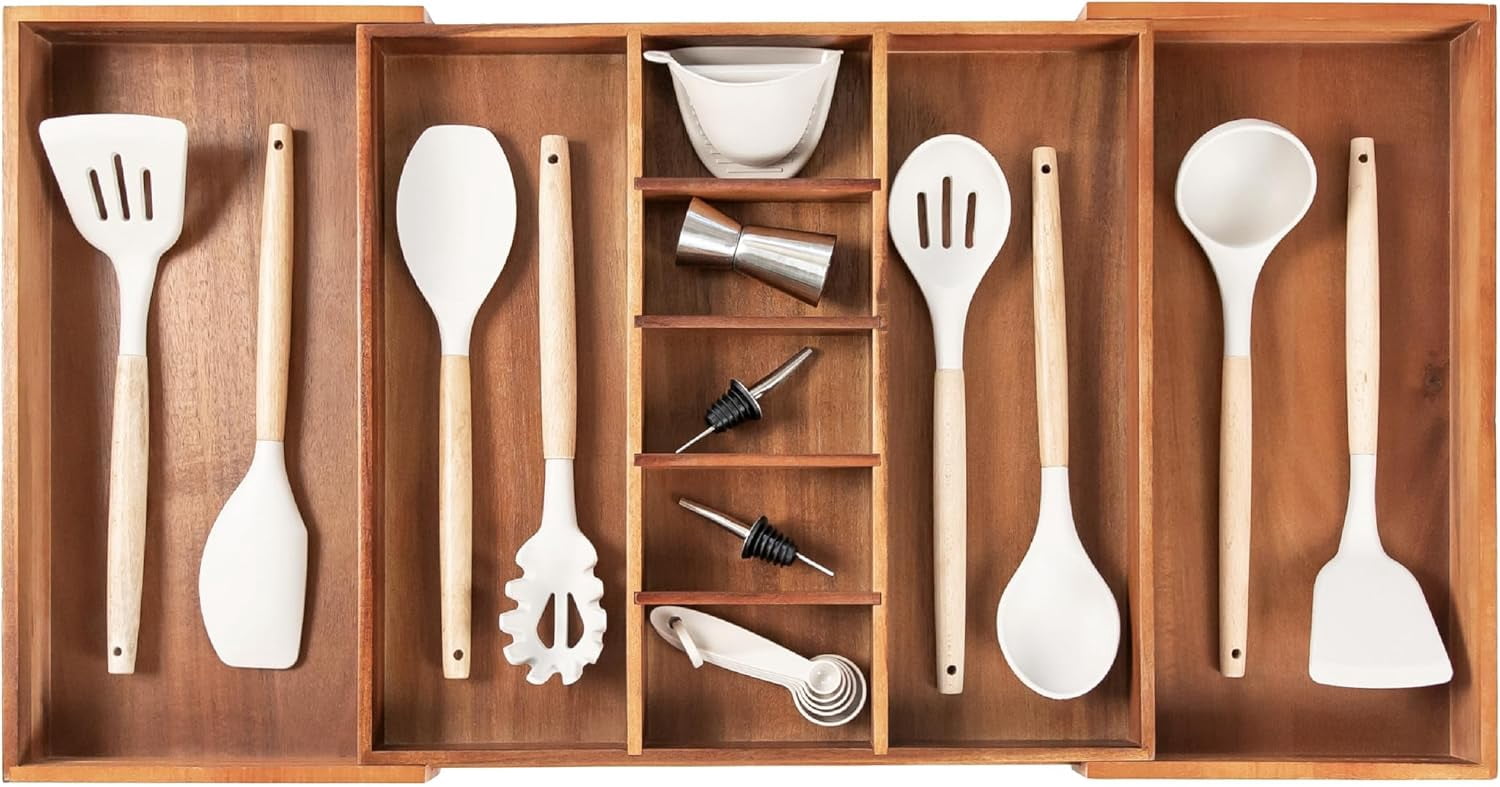 Adjustable Kitchen Drawer Organizer for Utensils and Junk, Food-Safe ...
