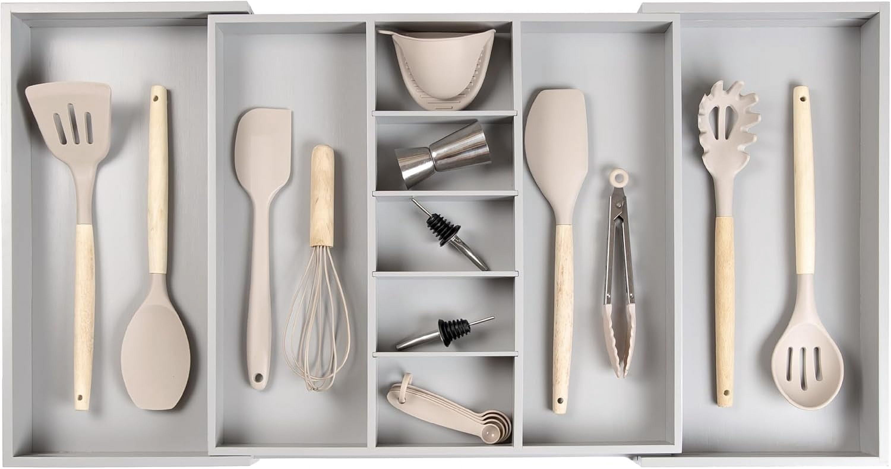 Adjustable Kitchen Drawer Organizer for Utensils and Junk, Food-Safe ...