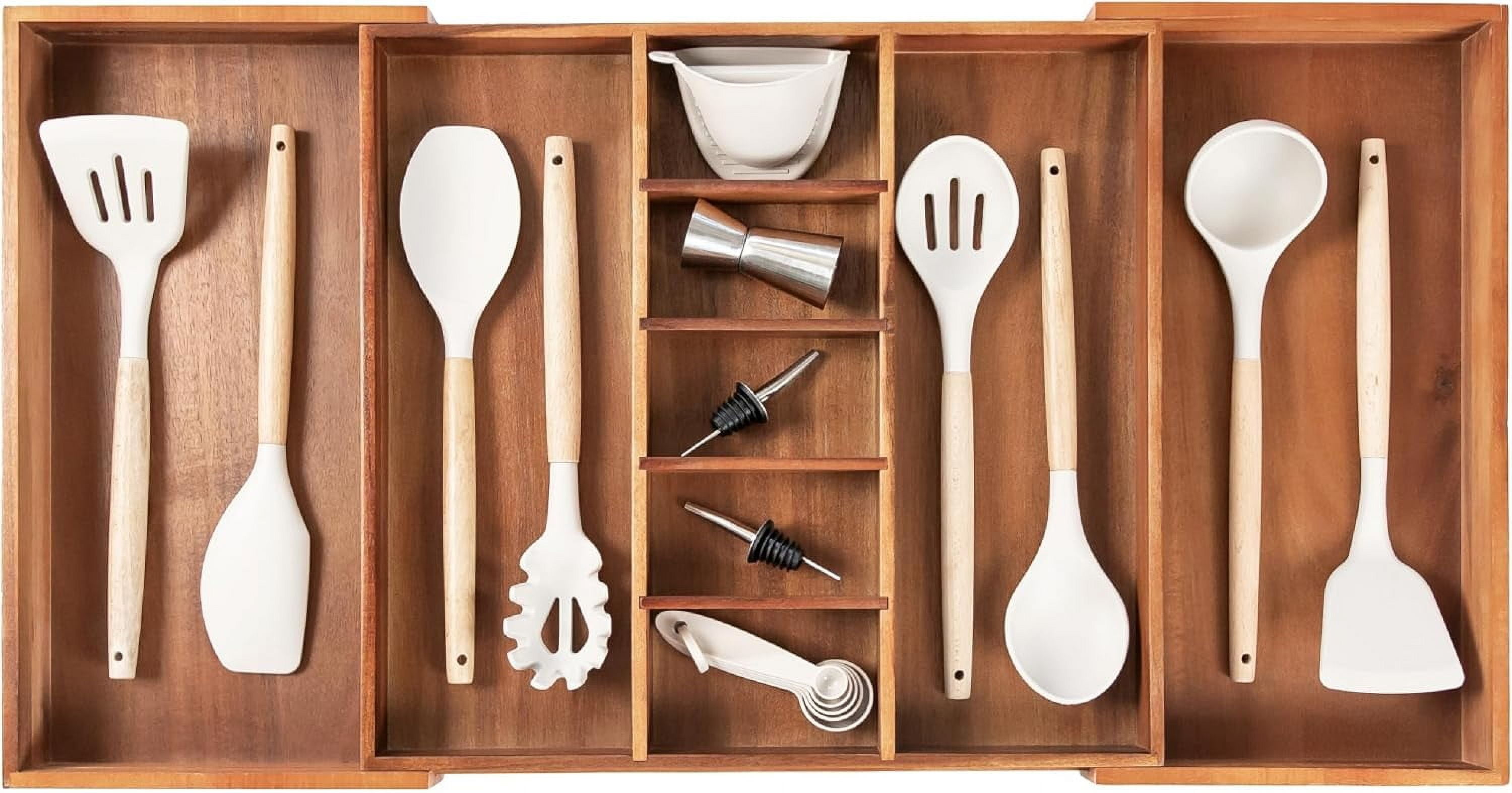 Adjustable Kitchen Drawer Organizer for Utensils and Junk, Food-Safe ...