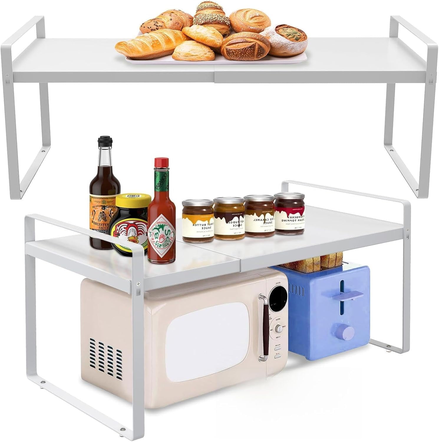 Adjustable Kitchen Shelf Organizer 9" Wide (2 Pack) Heavy-Duty Cabinet ...