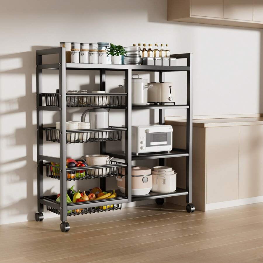 Adjustable Kitchen Storage Shelf, Heavy Duty Metal Organizer Rack For ...