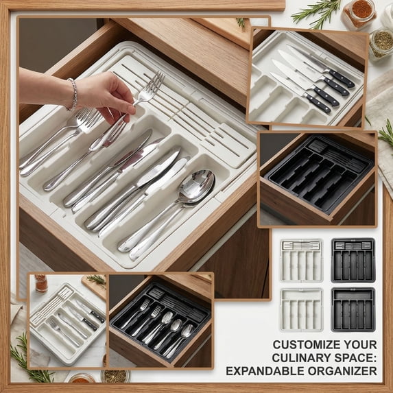 Adjustable Kitchen Utensil Organizer Drawer Divider, Expandable ...