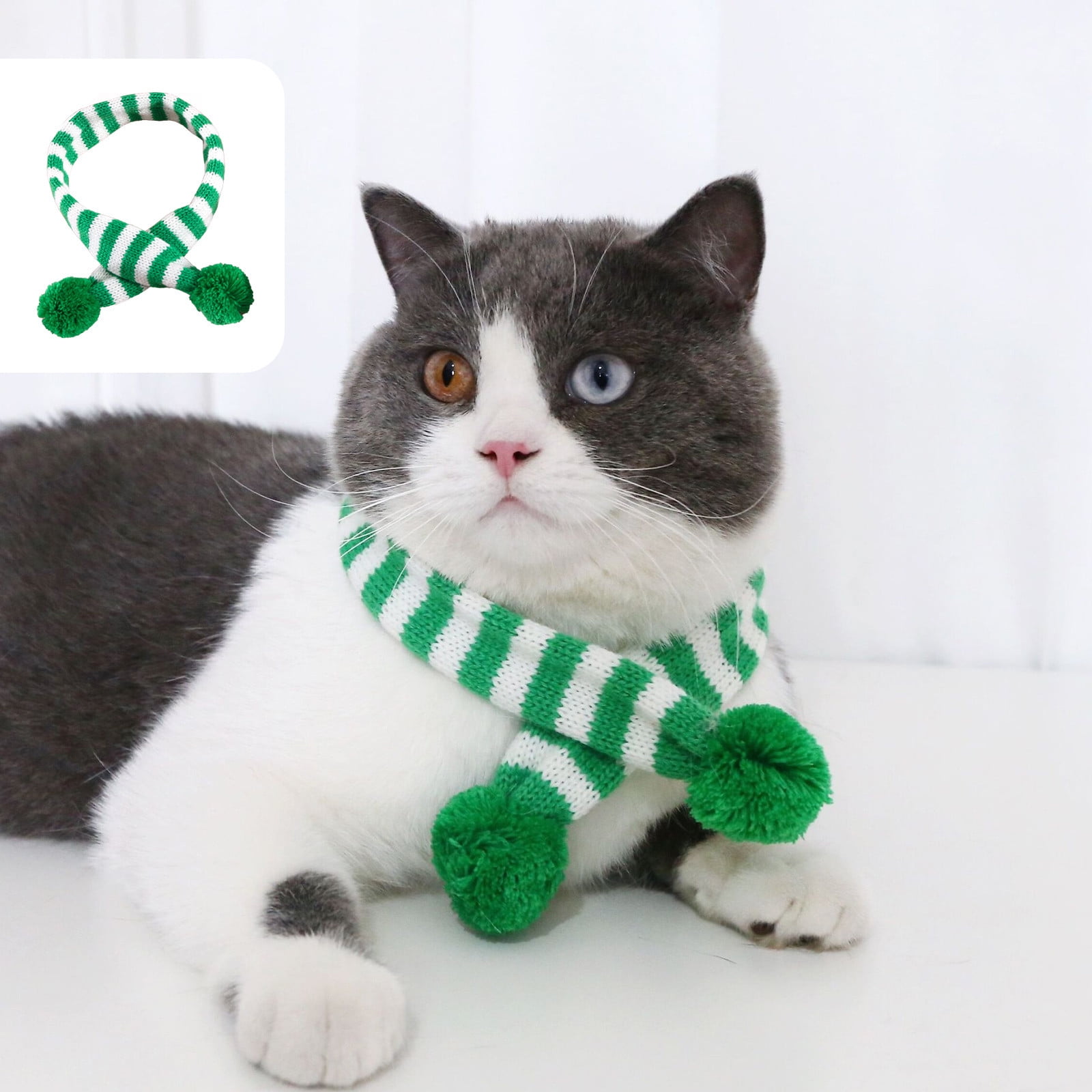 Adjustable Knit Christmas Pet Scarf - Festive Bib Collar for Cats Dogs ...