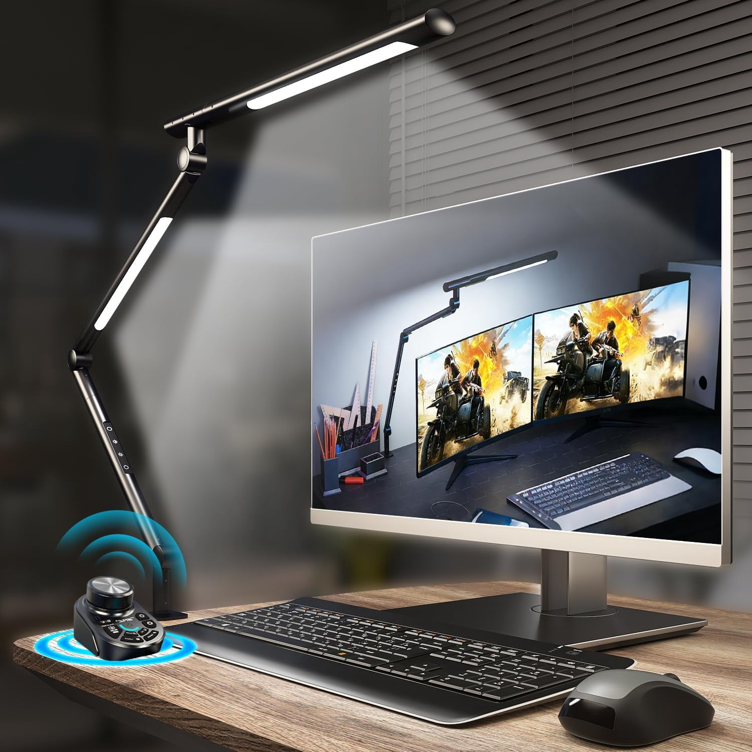 Adjustable LED Desk Lamp Modern Black - Clamp Base Office Table Light ...