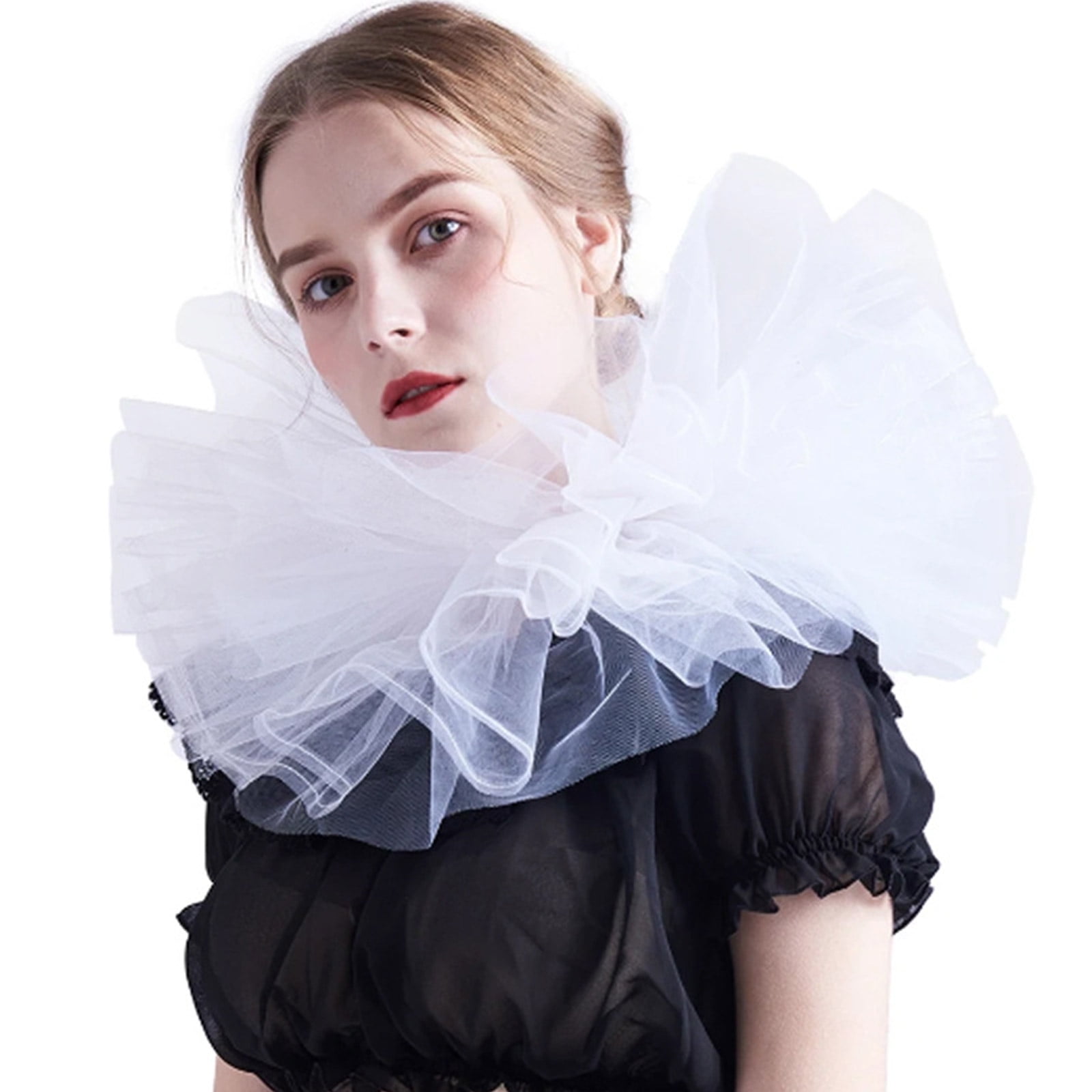 Adjustable Lace Ruffled Fake Collars Punk Victorian Jabot Collar Girls ...