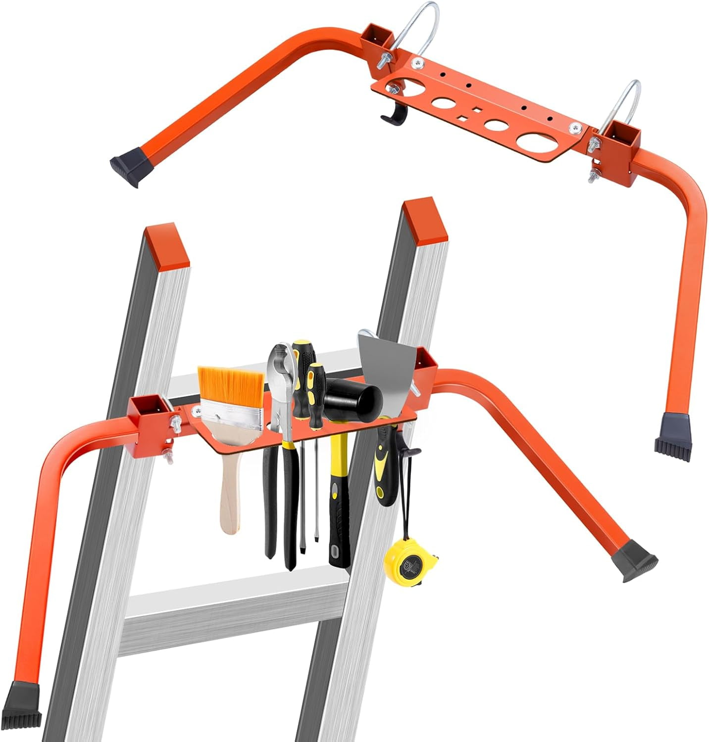 Adjustable Ladder Stabilizer with Tool Tray & Hook - Heavy Duty Roof ...